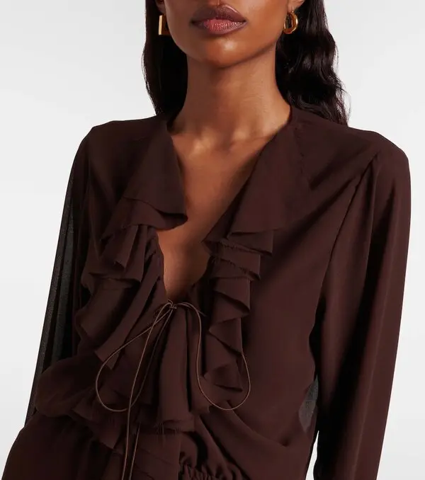 BANANHOT Bellen Ruffled Mini Dress - Brown