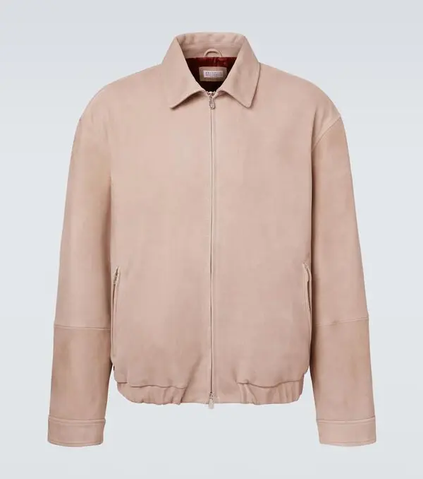 Brunello Cucinelli Suede Blouson Jacket - Beige