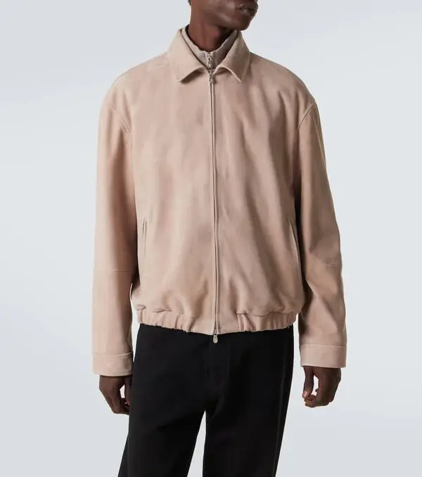 Brunello Cucinelli Suede Blouson Jacket - Beige