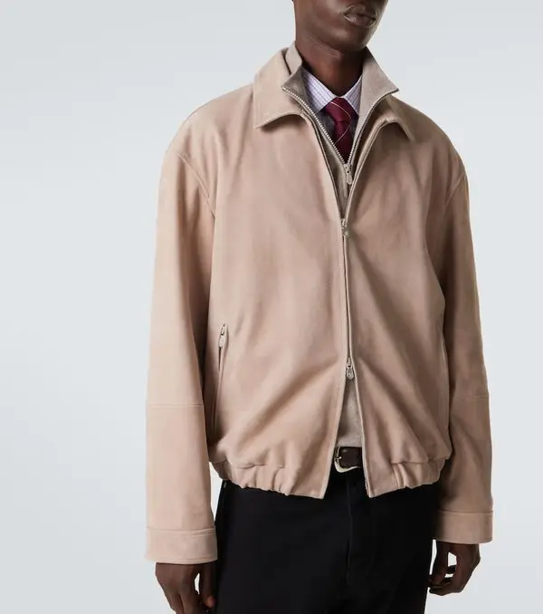 Brunello Cucinelli Suede Blouson Jacket - Beige
