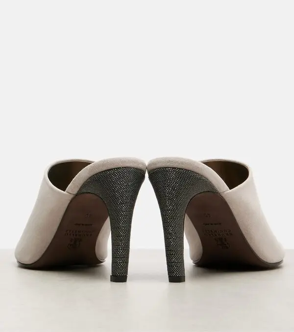 Brunello Cucinelli Monili Suede Mules