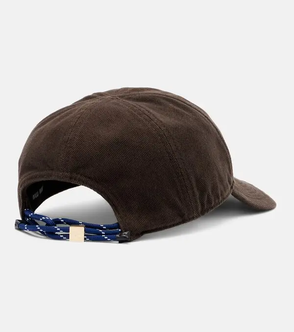 Miu Miu Logo Cotton Baseball Cap - Brown
