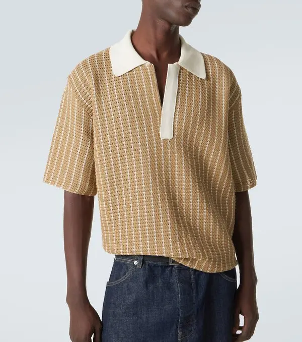 JIL SANDER Knitted Cotton Polo Shirt - Beige