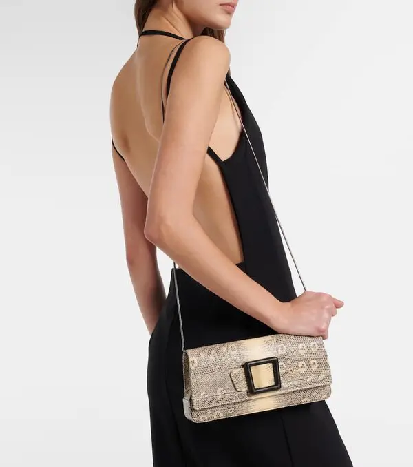 Manolo Blahnik Maygot Snake-effect Leather Clutch
