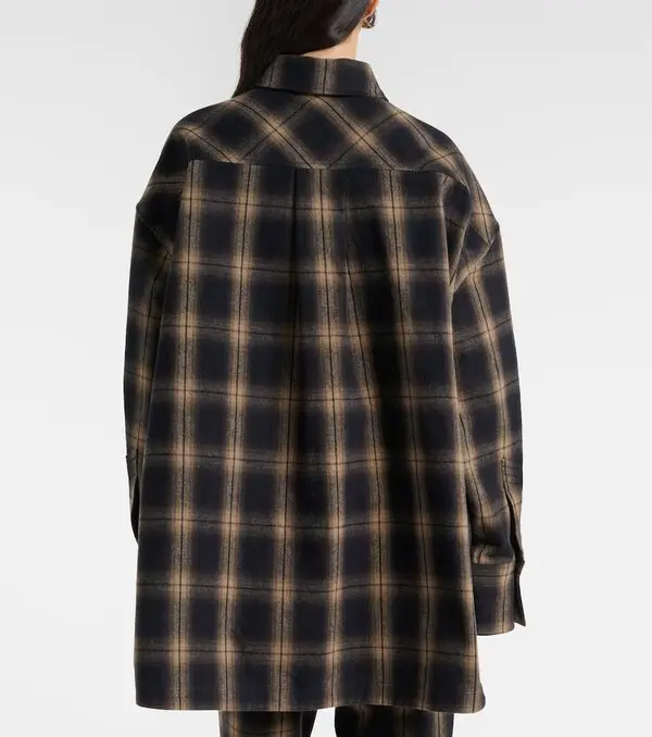 Attico Checked Oversized Cotton Flannel Shirt