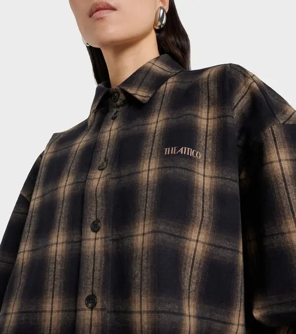 Attico Checked Oversized Cotton Flannel Shirt