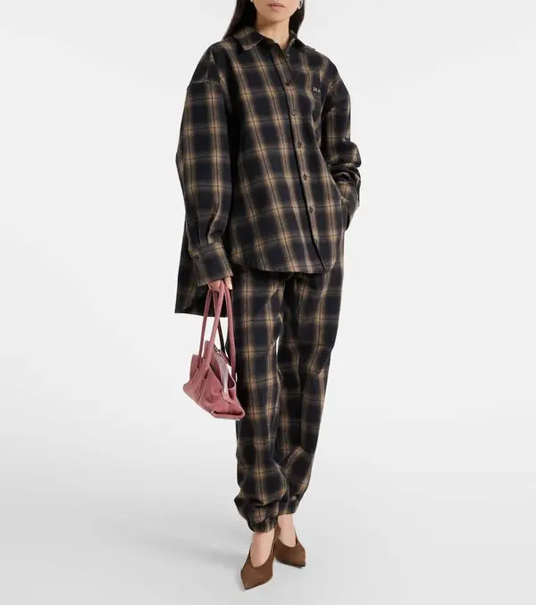 Attico Checked Oversized Cotton Flannel Shirt