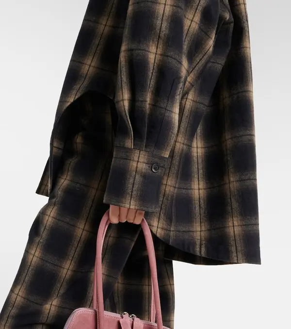 Attico Checked Oversized Cotton Flannel Shirt