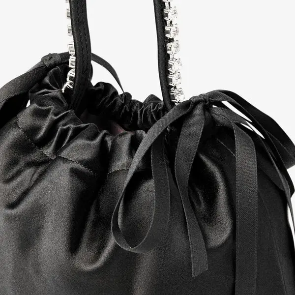 JIMMY CHOO Drawstring Mini Top Handle Shoulder Bag - Black