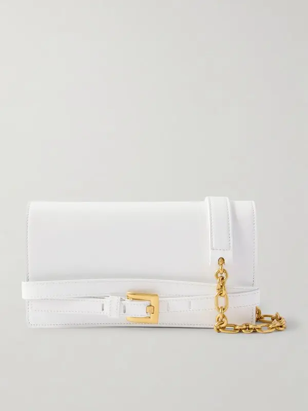 Balmain Shuffle Buckled Leather Shoulder Bag - White