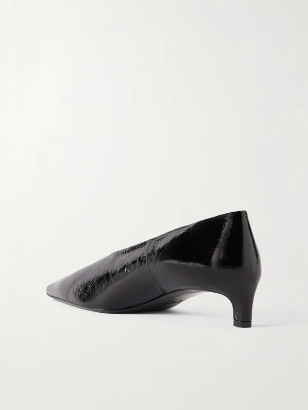 JIL SANDER Crinkled Patent-leather Pumps - Black