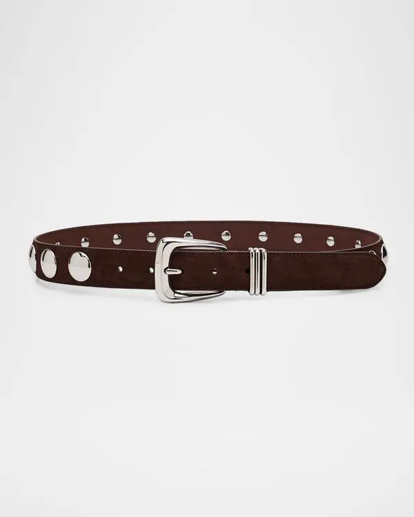 Veronica Beard Arch Suede Studded Belt - Espresso | Editorialist display picture 1