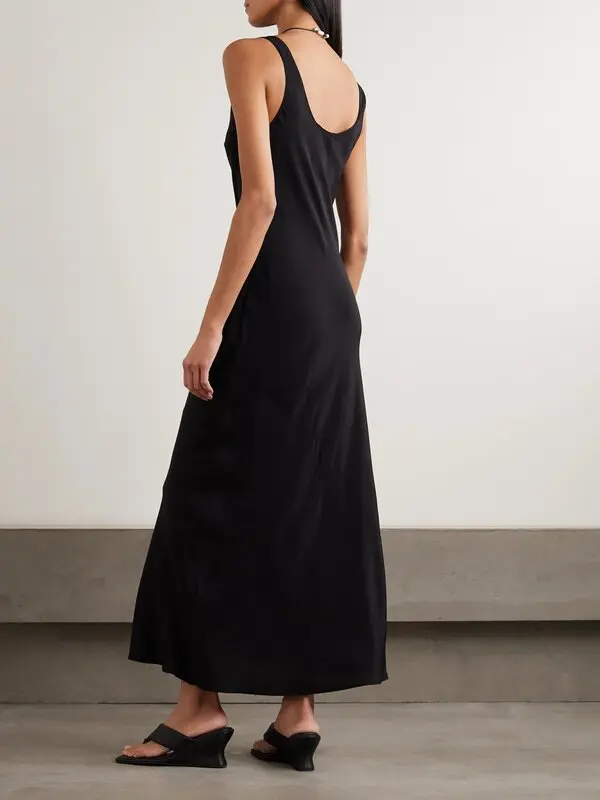 Matteau Silk Crepe De Chine Midi Dress - Black | Editorialist