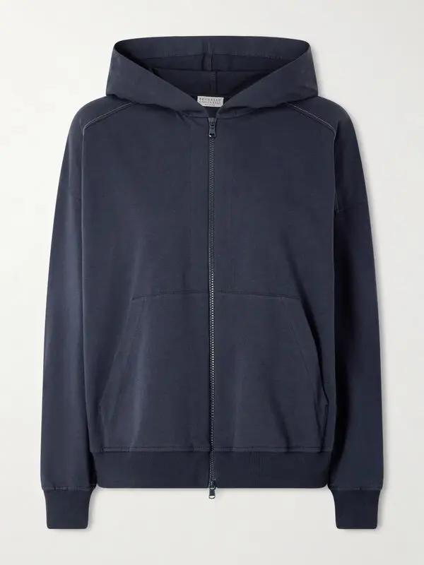 Brunello Cucinelli Cotton-blend Jersey Hoodie - Blue