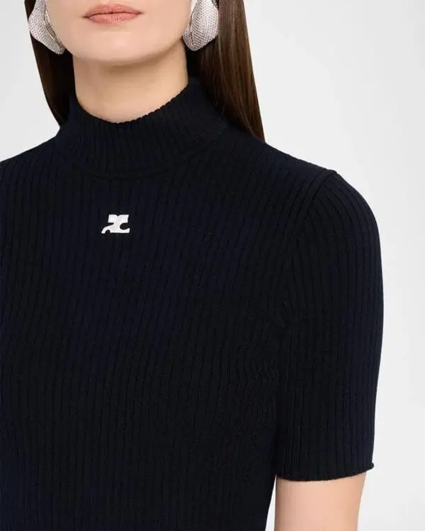 COURREGES Mock-neck Ribbed Pullover - Redd