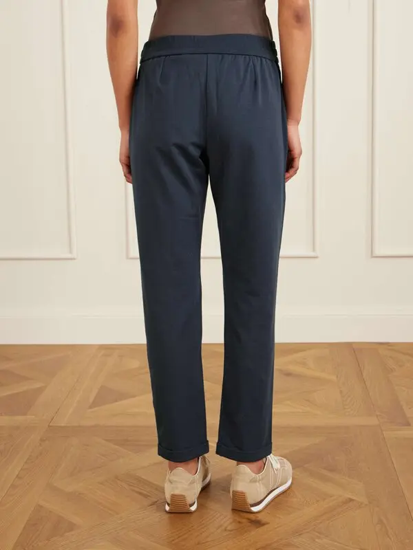 Brunello Cucinelli Bead-embellished Cotton-blend Jersey Track Pants