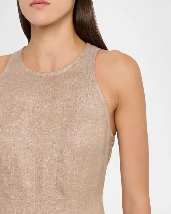 Brunello Cucinelli Metallic Linen Ankle Dress - Rosa