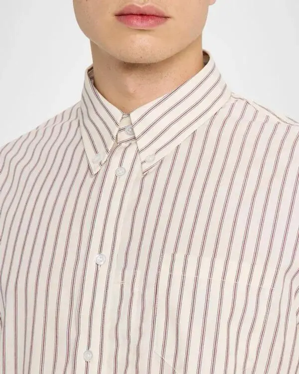WILLY CHAVARRIA Veterano Stripe Button-down Shirt With Pocket - Red