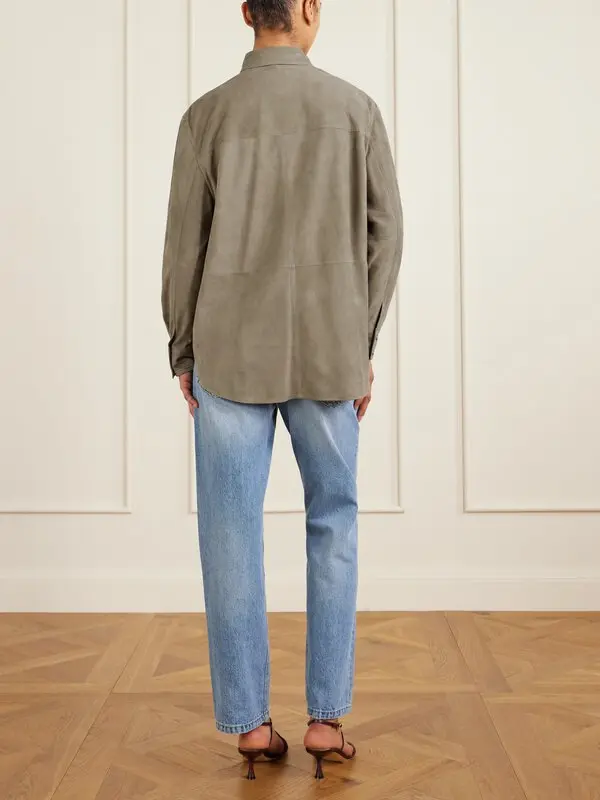 Brunello Cucinelli Suede Button-up Overshirt - Green