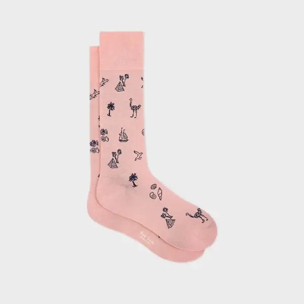 Paul Smith Patterned Crew Socks - Pink