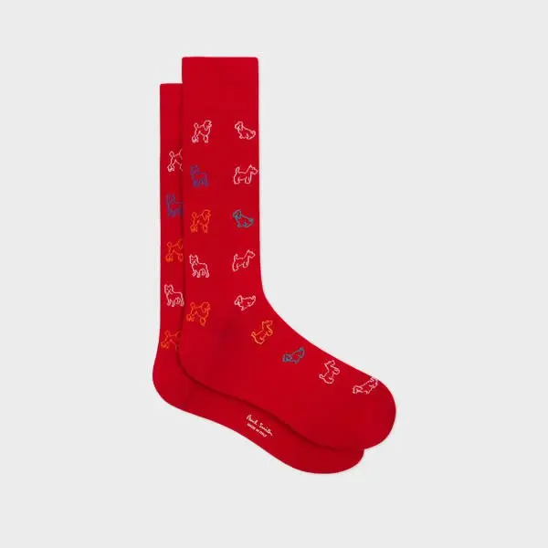 Paul Smith Patterned Crew Socks - Red