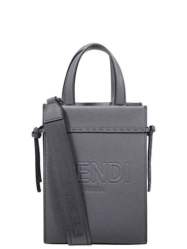 Fendi Leather Handheld Bag - Grey
