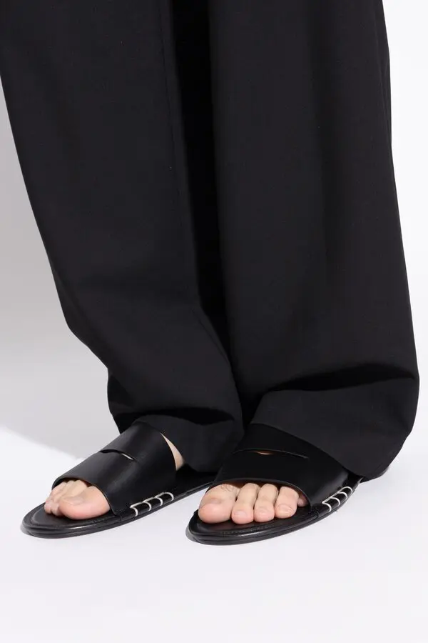 JW Anderson Leather Slides - Black