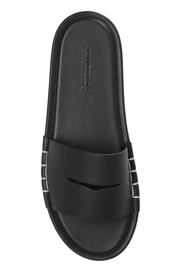 JW Anderson Leather Slides - Black