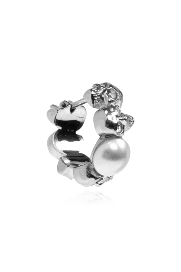 Alexander McQueen Single Skull Motif Hoop Earring - Silver