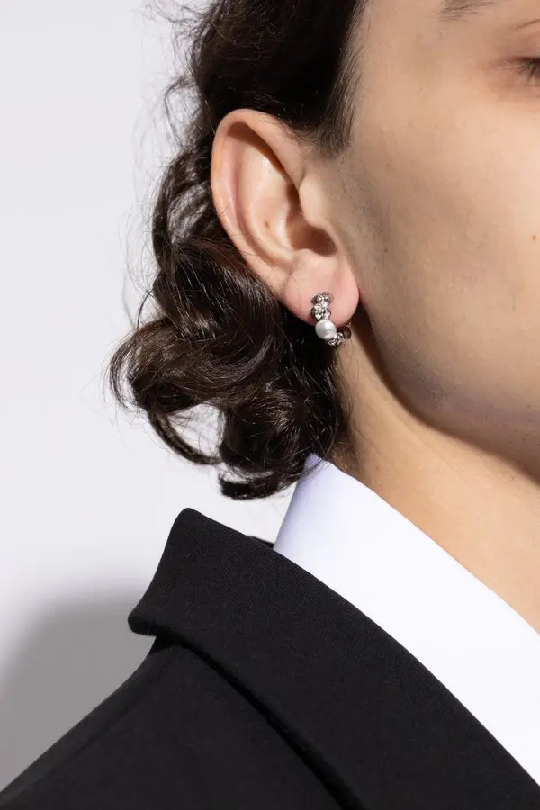Alexander McQueen Single Skull Motif Hoop Earring