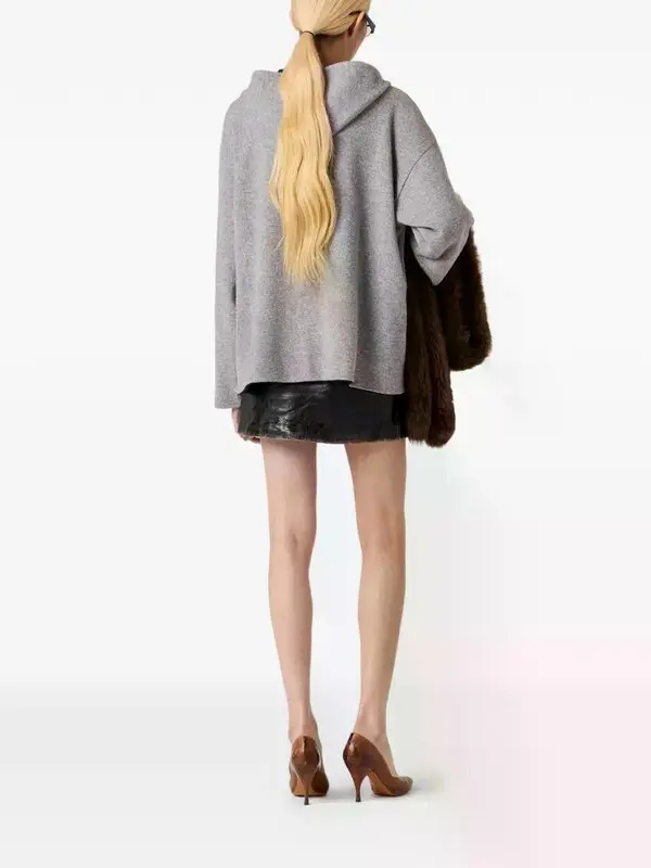Miu Miu Cashmere Zip-up Cardigan With Drawstring Hood