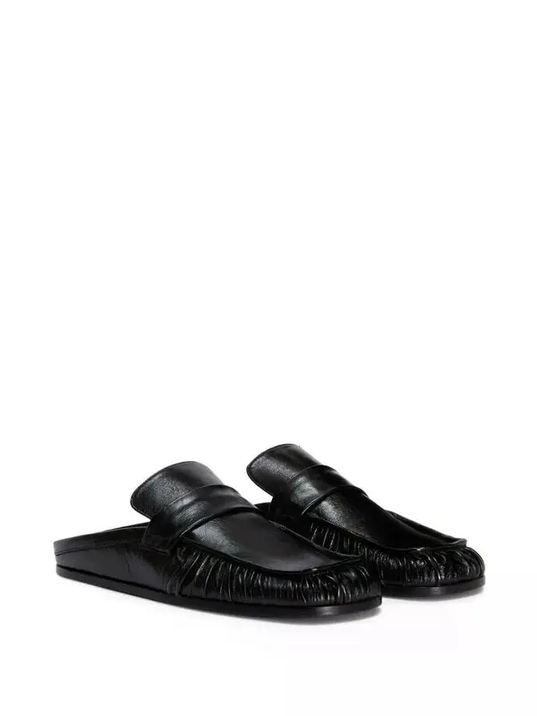 Jil Sander Wrinkled-Detail Leather Mules - Black | Editorialist