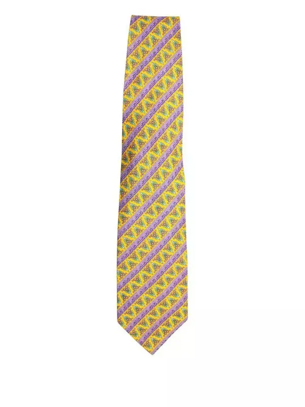 Versace Patterned Silk Neck Tie - Yellow