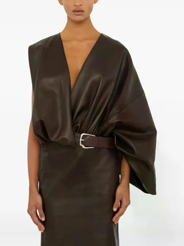Christopher Esber Swaddled Belted Leather Midi Dress