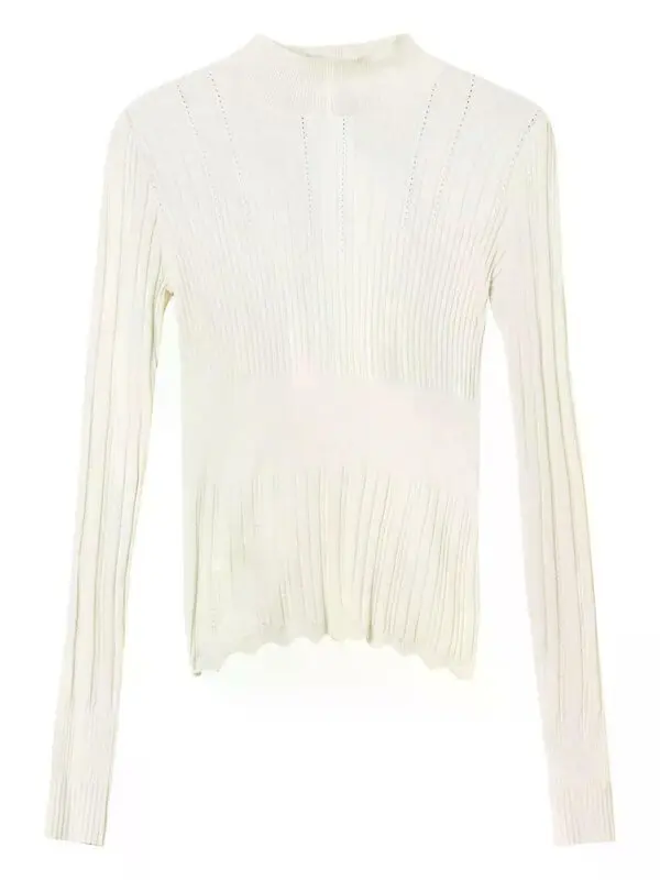 TWINSET Scalloped-hem Long-sleeve Top - White