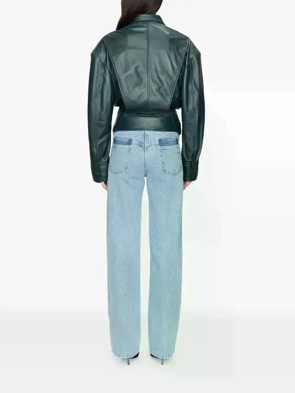 Christopher Esber Belted Leather Jacket - Green