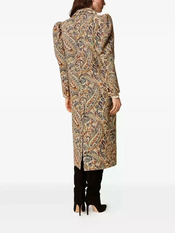 TWINSET Puff-sleeve Paisley Jacquard Coat