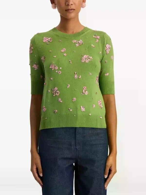 Oscar De La Renta Embroidered Pullover