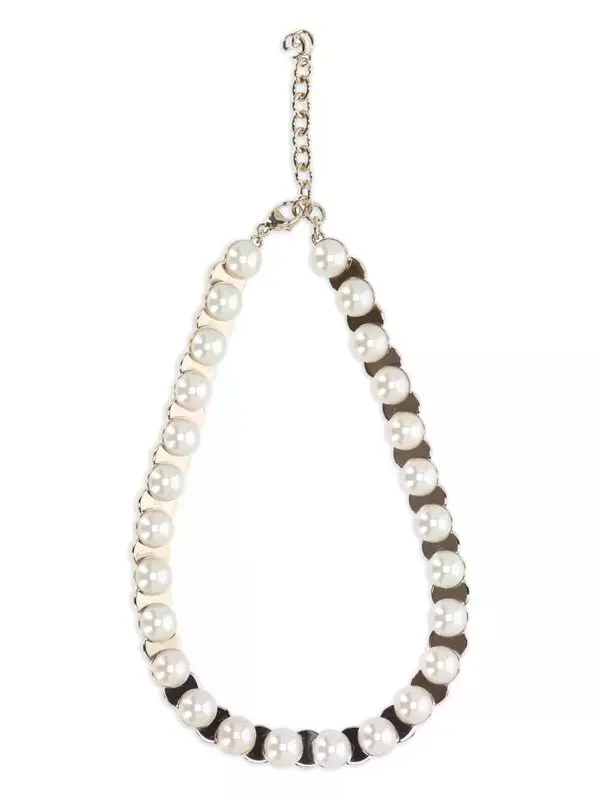 Gucci Pearl-embellishment Necklace - Silver