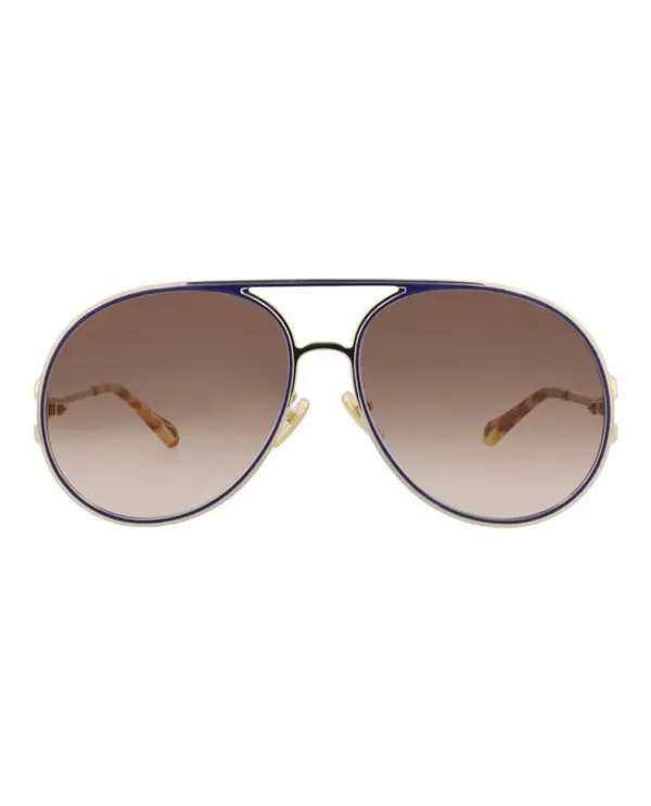 Chloé Aviator Frame Metal Sunglasses - Gold Gold Brown (ch0145s/30013642/003)