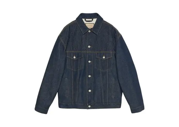 Gucci Gg Embossed Denim Jacket - Blue
