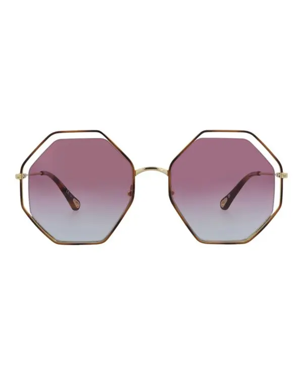 Chloé Square Frame Sunglasses - Havana Gold Violet (ch0046s/30010161/003)