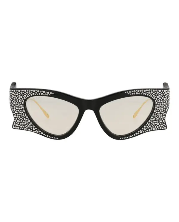 Gucci Cat Eye Frame Recycled Acetate Sunglasses - Black Gold Yellow (gg1328s/30013923/004)
