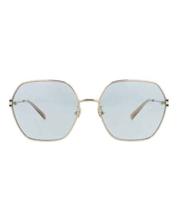 Gucci Square Frame Metal Sunglasses - Gold Gold Light Blue (gg1285sa/30013954/004)