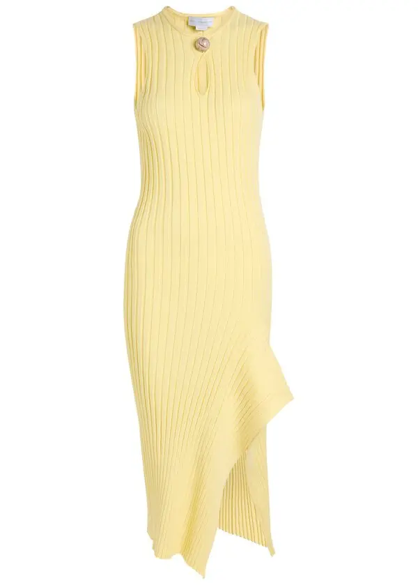 Stella McCartney Ribbed Cotton Midi Dress - Yellow