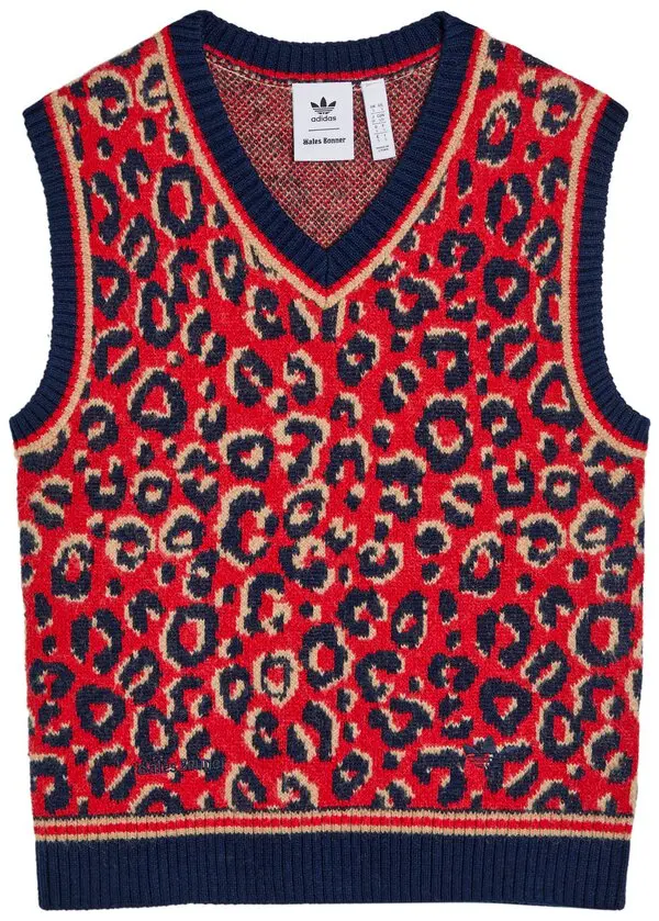 WALES BONNER Adidas X Leopard-intarsia Knit Vest