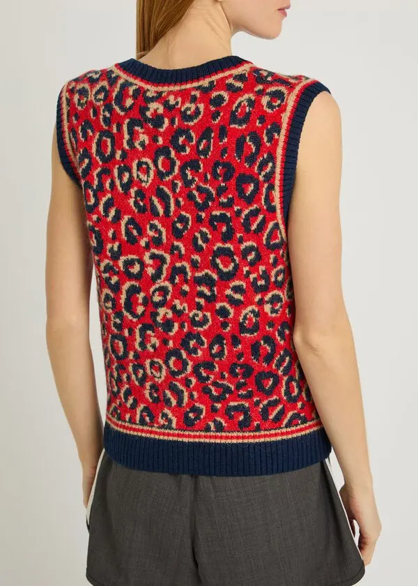 WALES BONNER Adidas X Leopard-intarsia Knit Vest