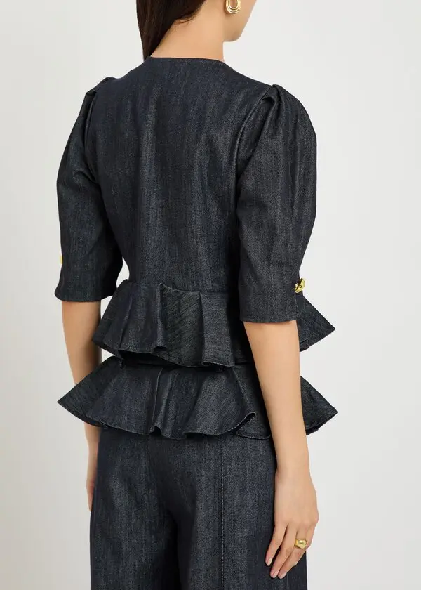 SISTER JANE Curio Peplum Blouse - Denim