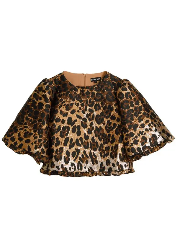 SISTER JANE Jacquard Woven Crop Top