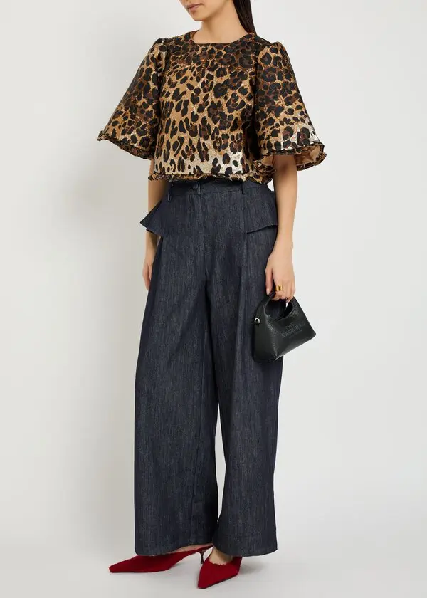 SISTER JANE Jacquard Woven Crop Top
